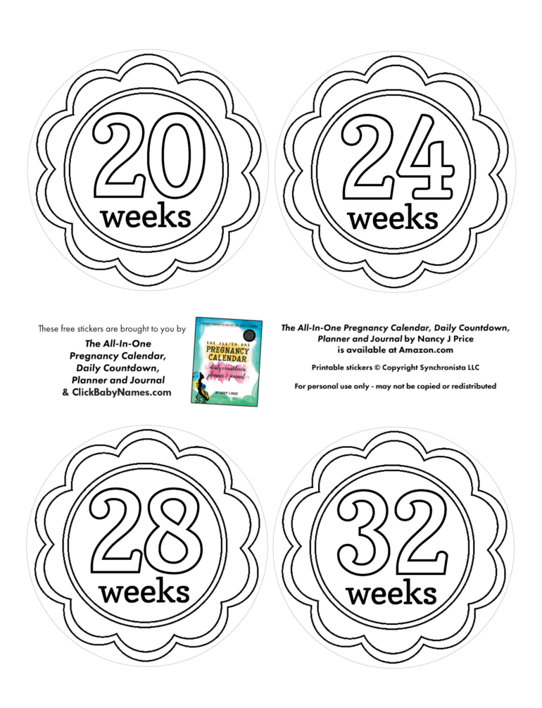 16 free pregnancy belly stickers to print & color - Name meaning ...