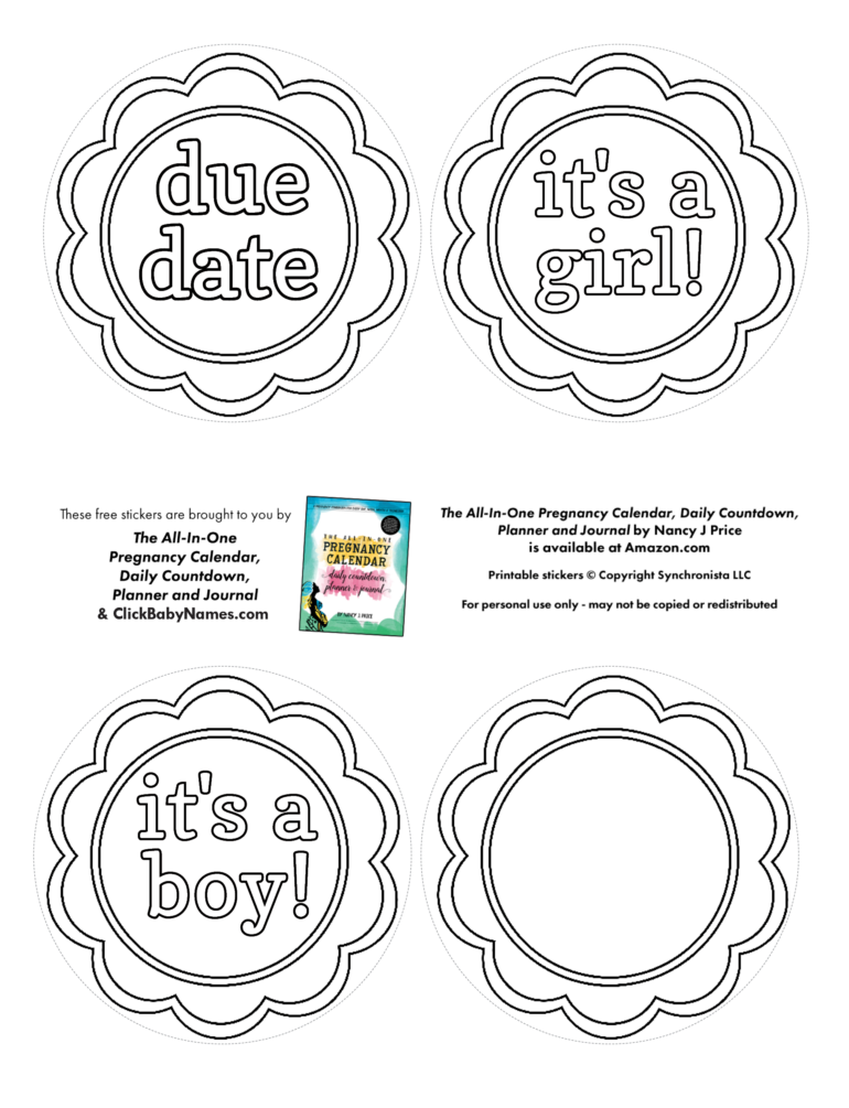 16 free pregnancy belly stickers to print & color - Name meaning ...