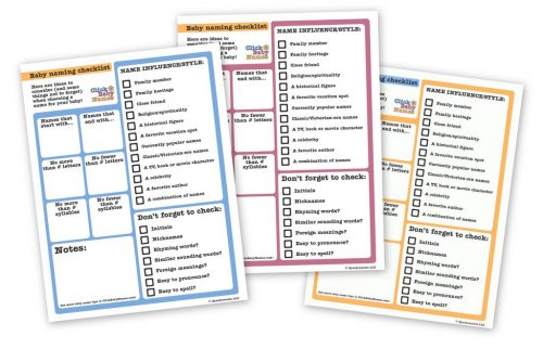 Printable baby name checklists - Name meaning, origin, variations and more